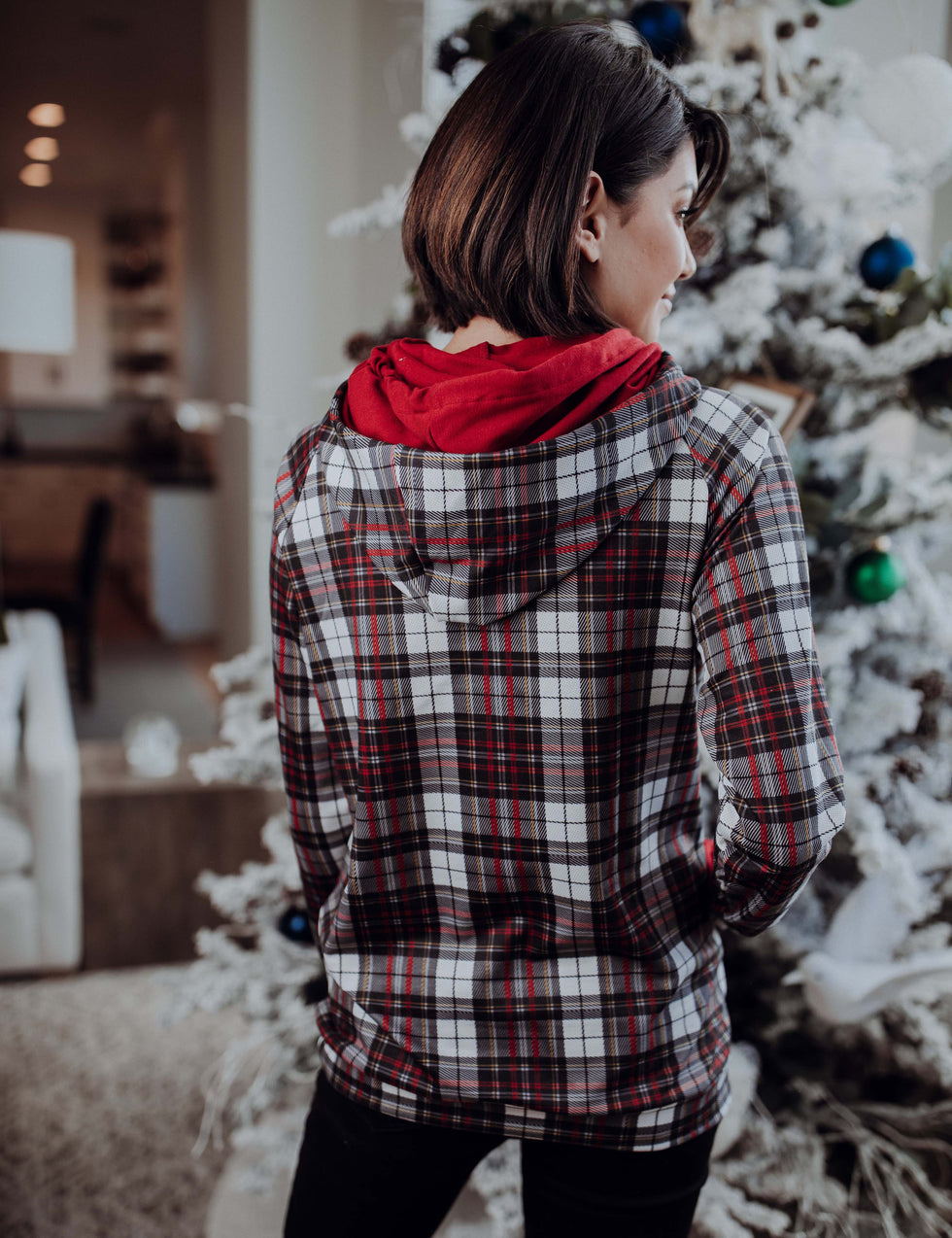 Double Hooded Plaid and Red Sweatshirt – SimpleAddiction
